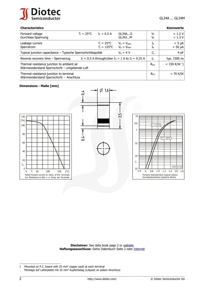 DIOTEC GL34A datasheet page 2