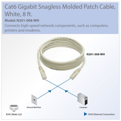 EATON N201-008-WH Modular Ethernet Cable (RJ45) for sale
