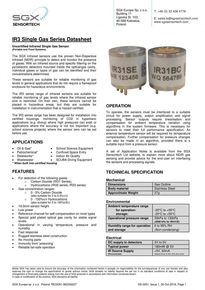 IR31BC datasheet page 1