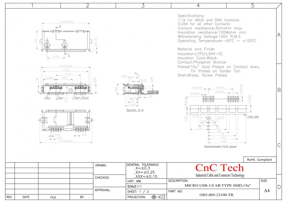 CNC Tech 1003-005-23100-TR drawing page 1