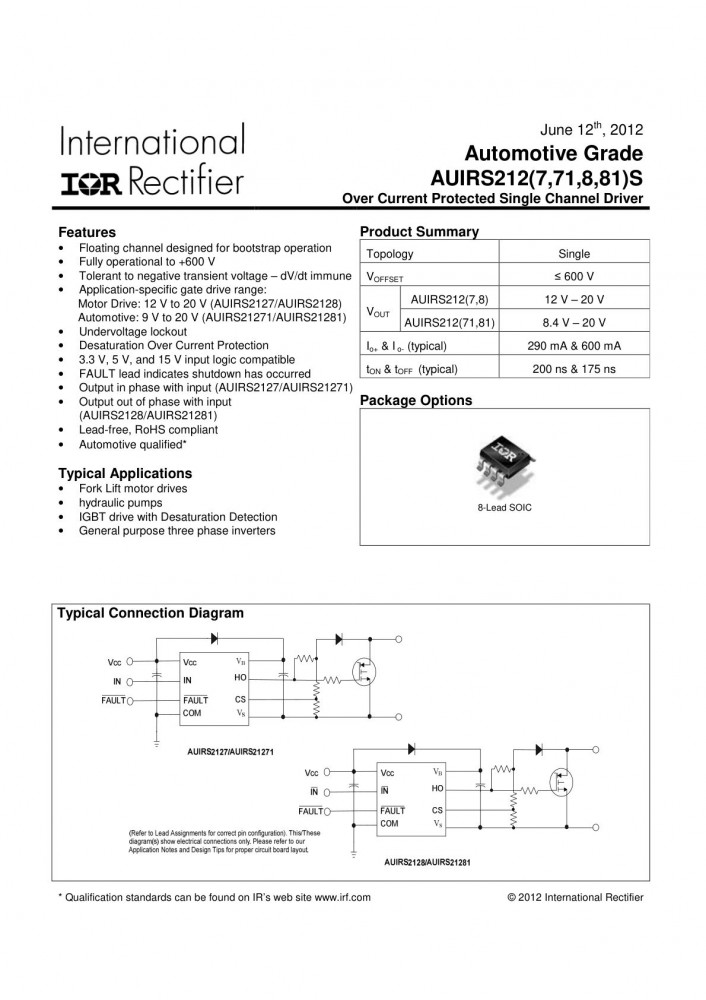AUIRS2128S datasheet page 1
