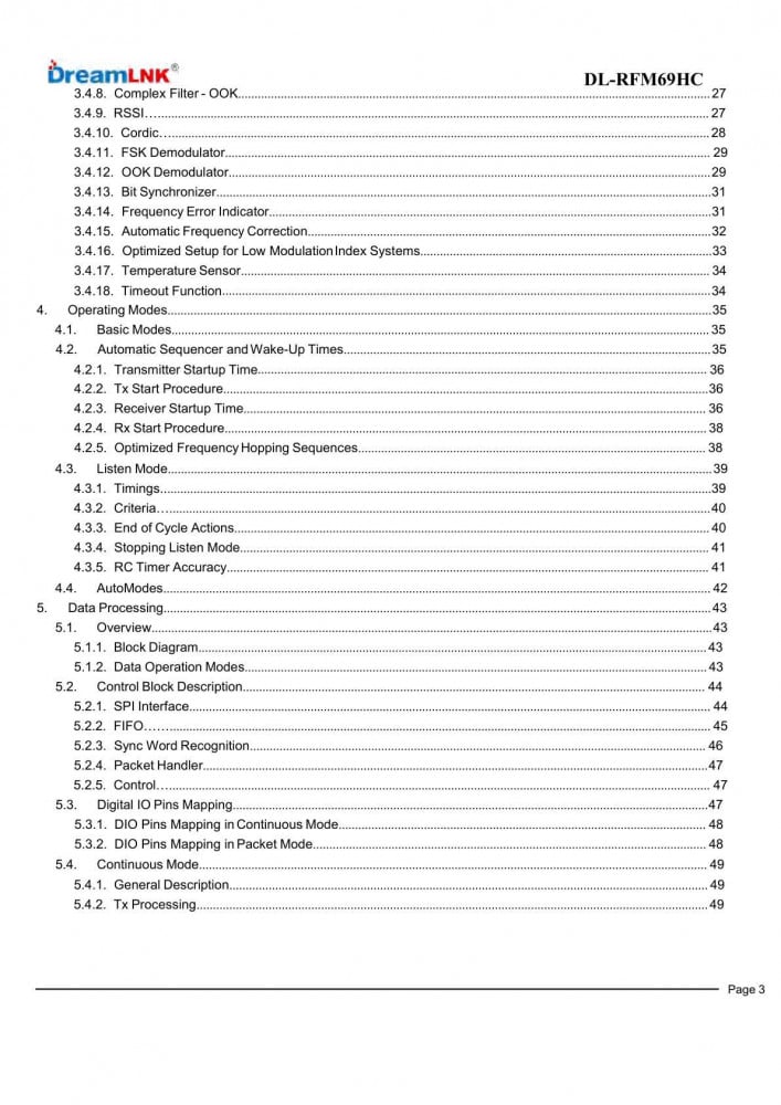 DL-RFM69HC datasheet page 3