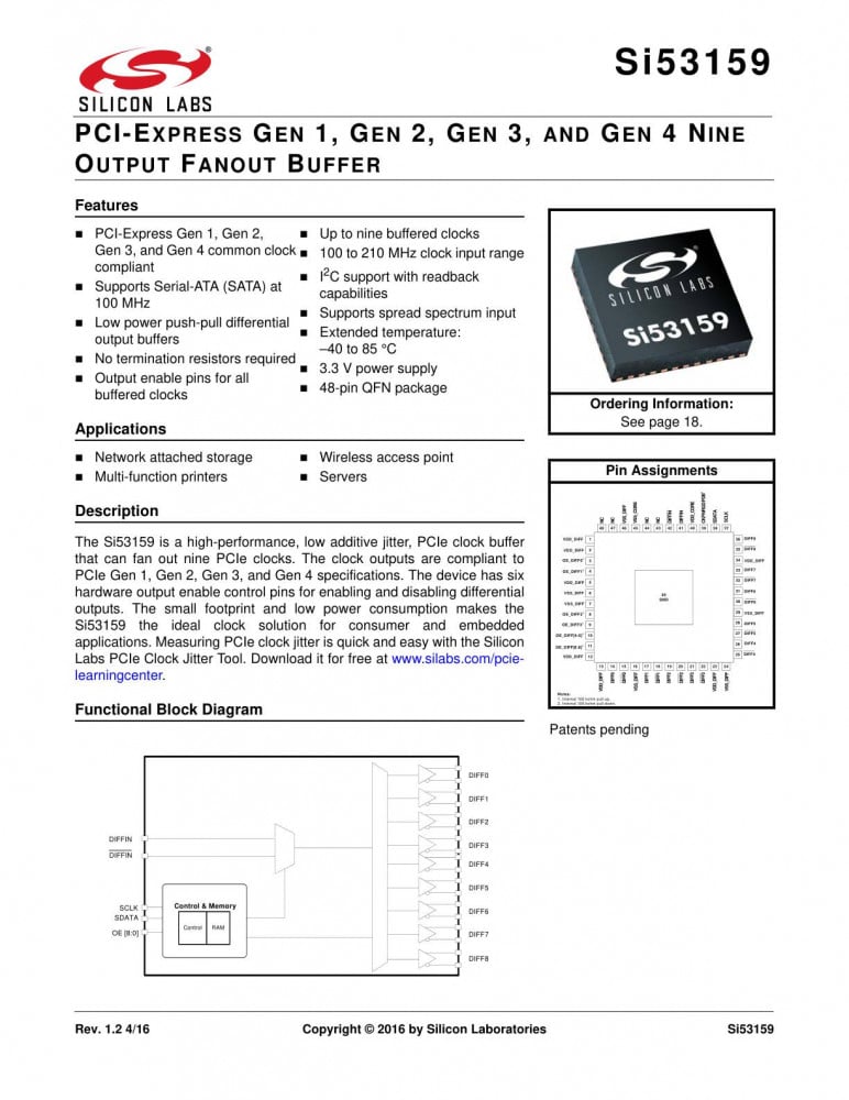 SI53159-A01AGM datasheet page 1