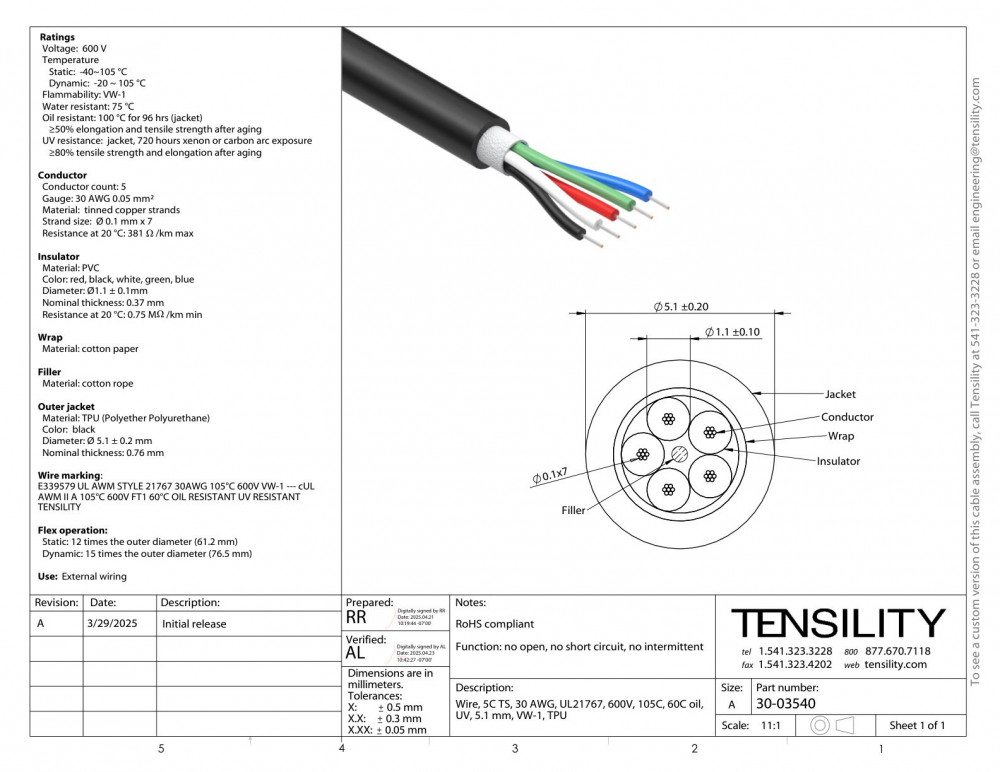 Tensility International 30-03540 product drawing