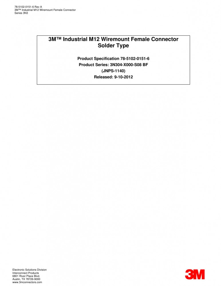 3M M12 connector specification page 1