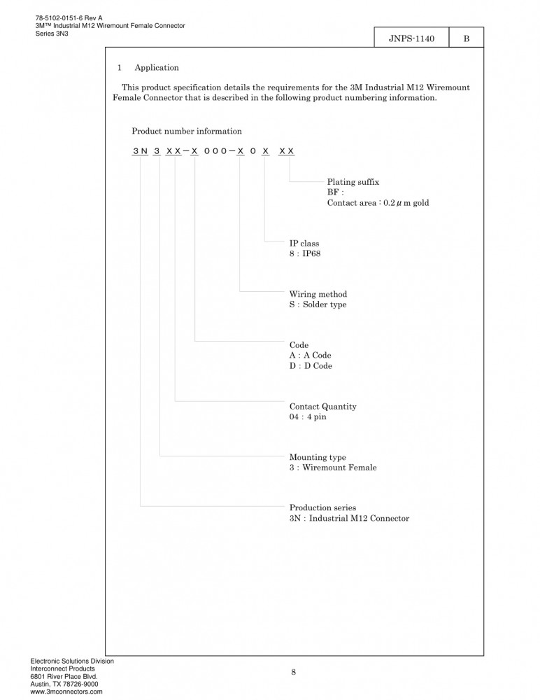 3M M12 connector specification page 8