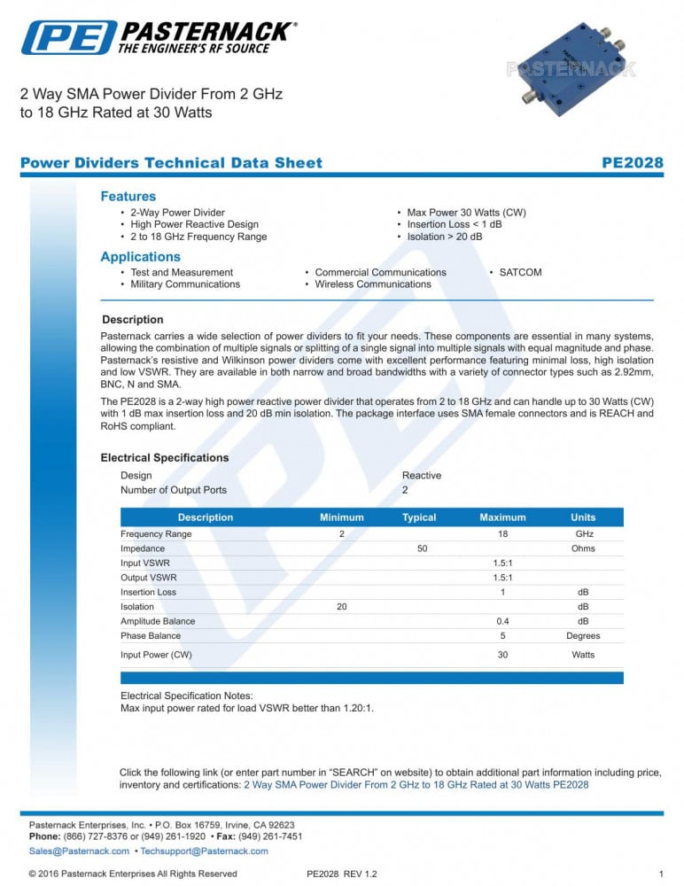 PE2028 technical document page 1