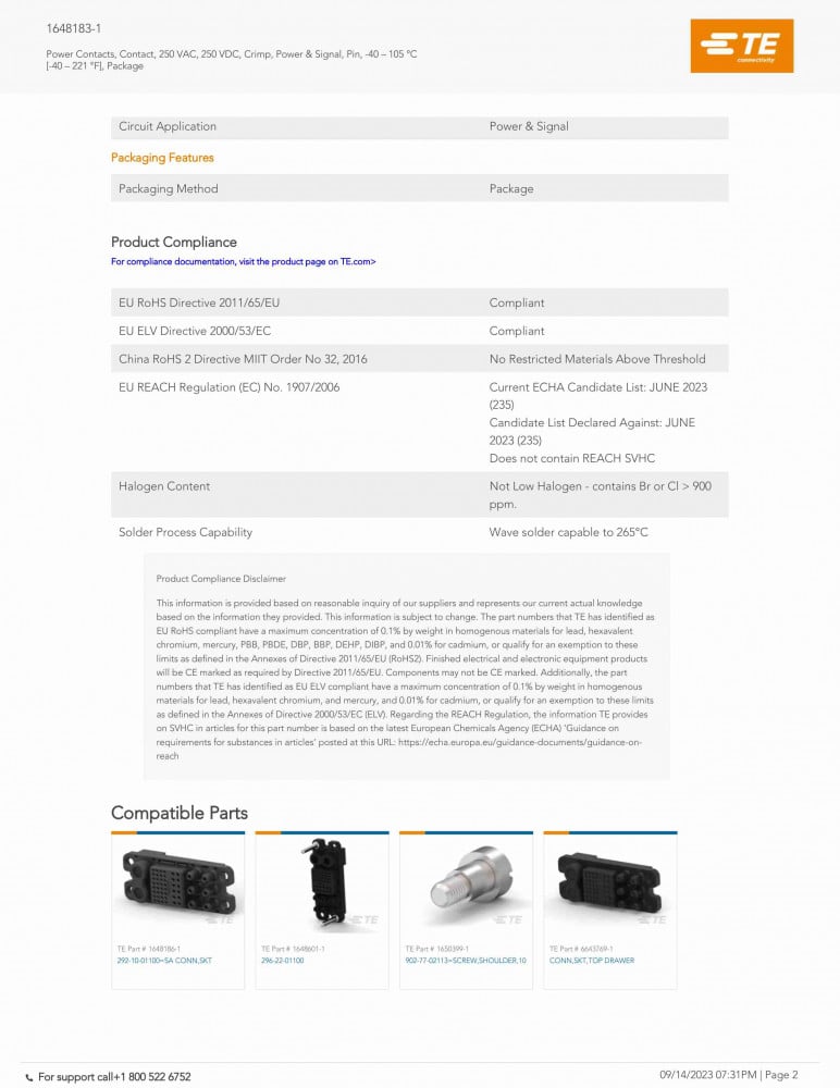TE Connectivity 1648183-1 document page 2