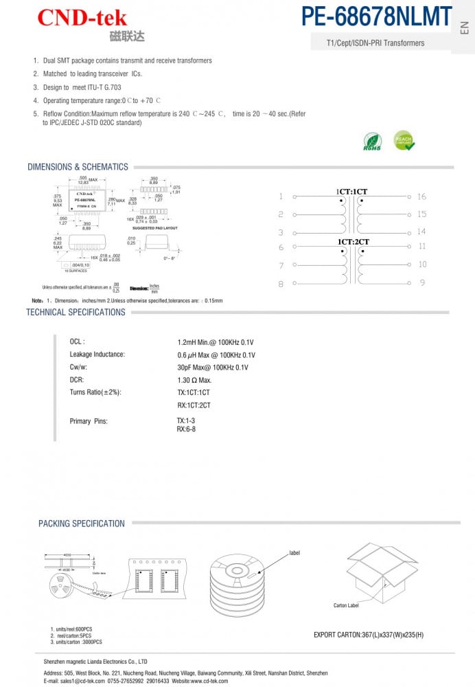 PE-68678NLMT technical datasheet preview