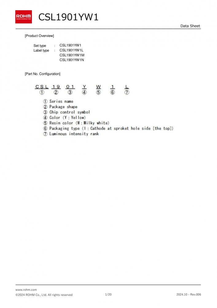 CSL1901YW1 document page 1