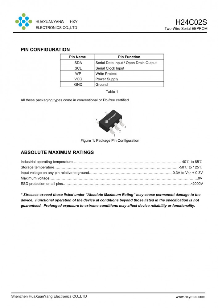 H24C02S datasheet page 2