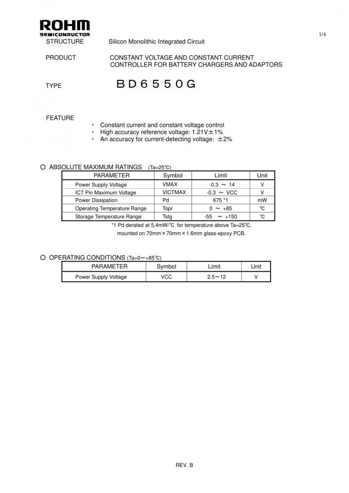 BD6550G-TR technical document page 1