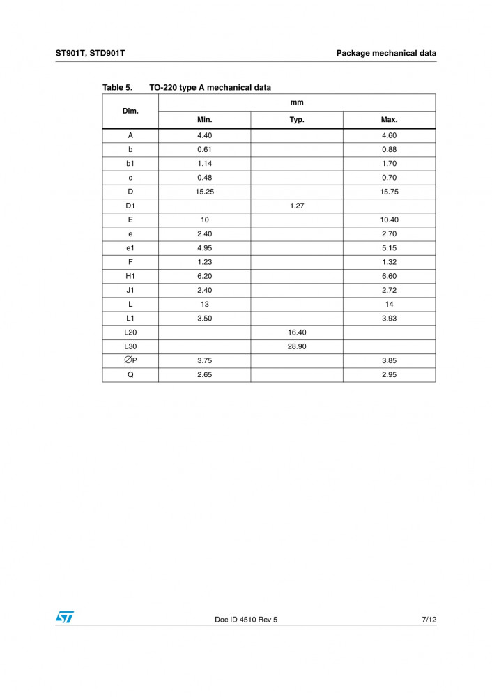 ST901T datasheet page 7