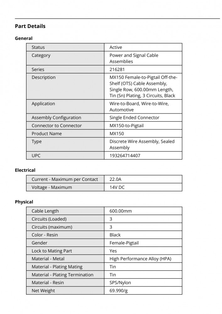 Technical document image 2 for MOLEX 2162811033
