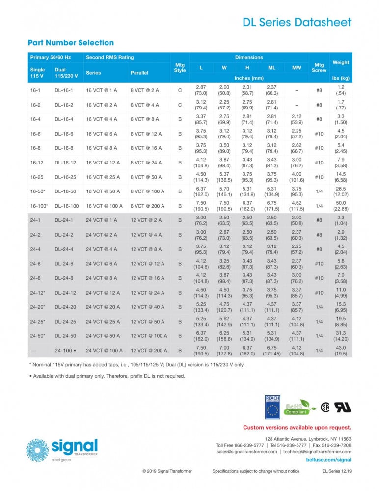 Bel Fuse DL Series datasheet page 3