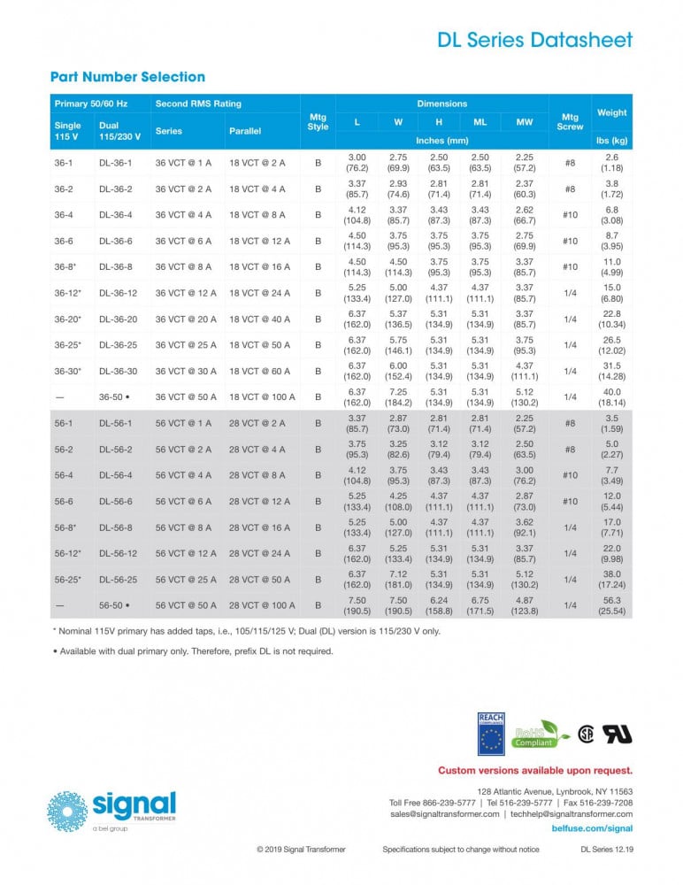 Bel Fuse DL Series datasheet page 4