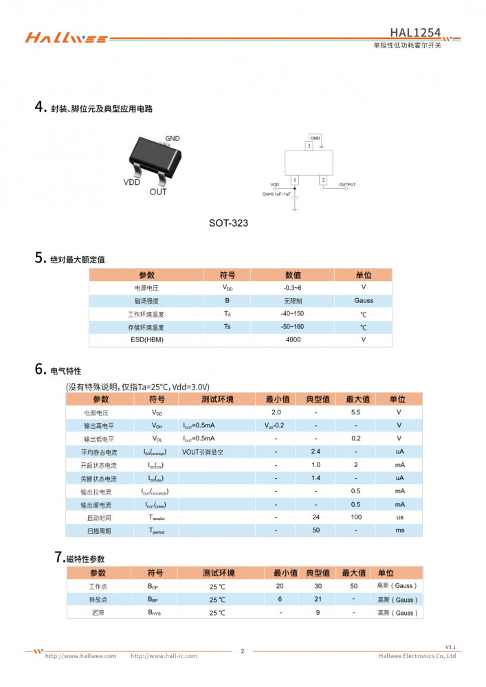 HAL1254 technical document page 2