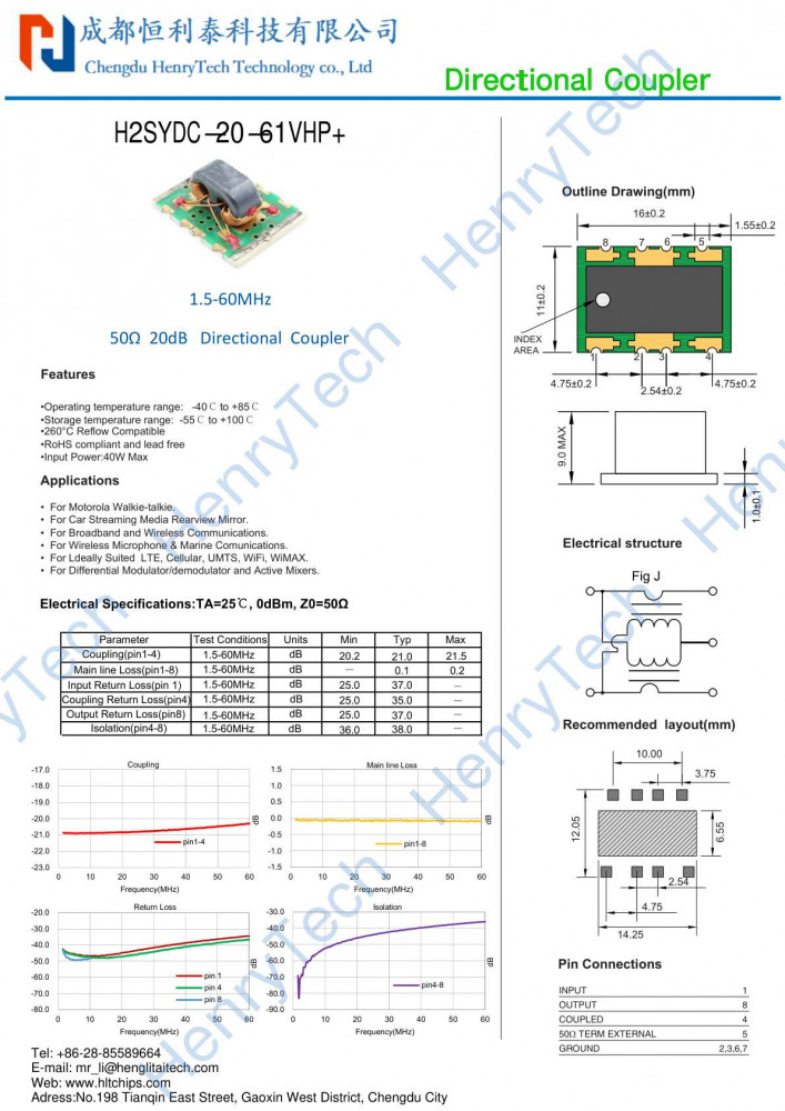 H2SYDC-20-61VHP+ technical datasheet page 1