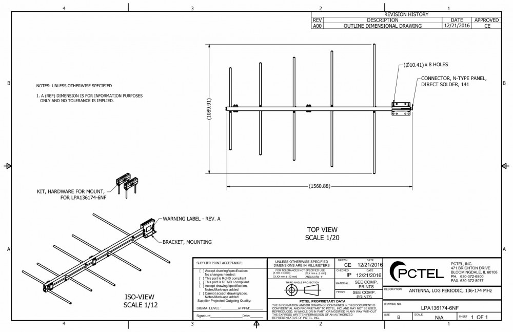 LPA136174-6NF manufacturer outline drawing
