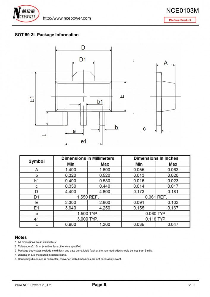 NCE0103M datasheet page 6