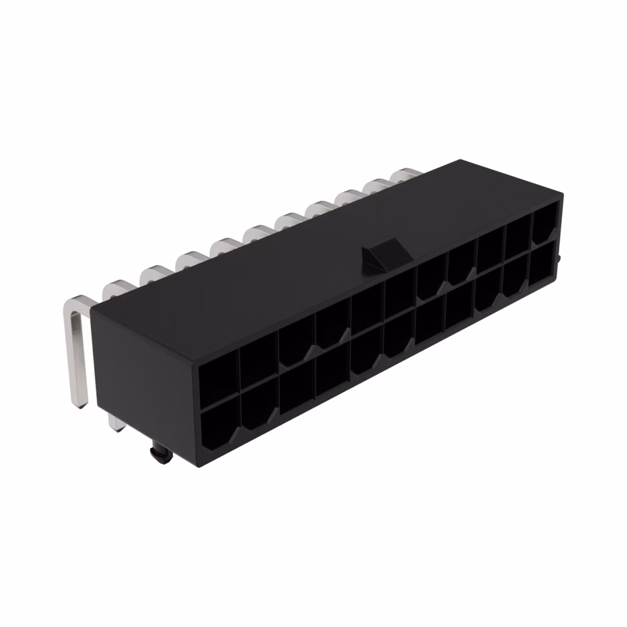 Mini-Fit Sr. Right-Angle Header, 10.00mm Pitch, Single Row, for 2.36mm PCB, 0.76µm Gold (Au) Plating, 2 Circuits, Tape and Reel