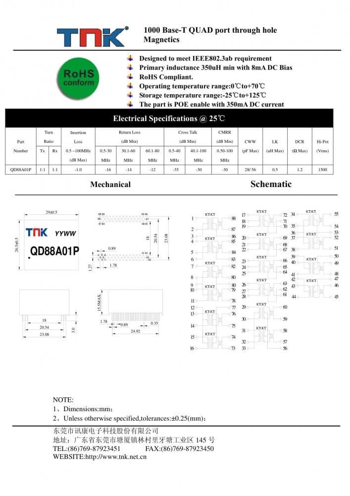 TNK QD88A01P datasheet page