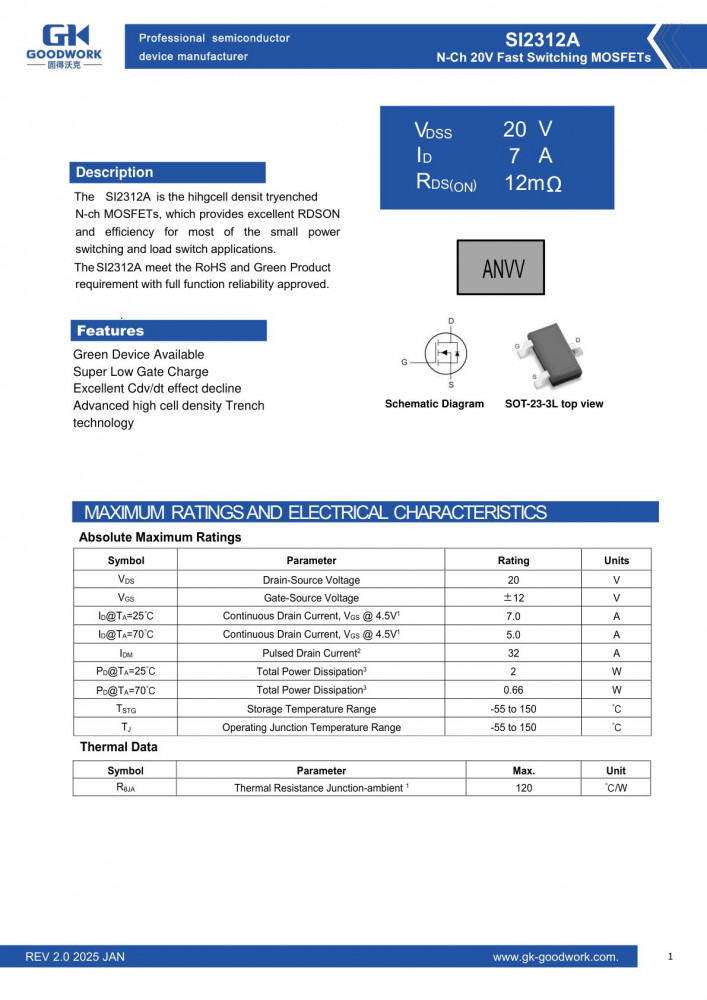 SI2312A datasheet page 1