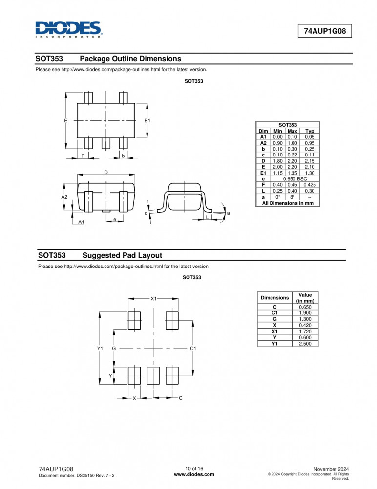 74AUP1G08FW4-7 datasheet page 10