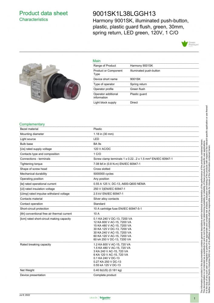 9001SK1L38LGGH13 technical document page 1