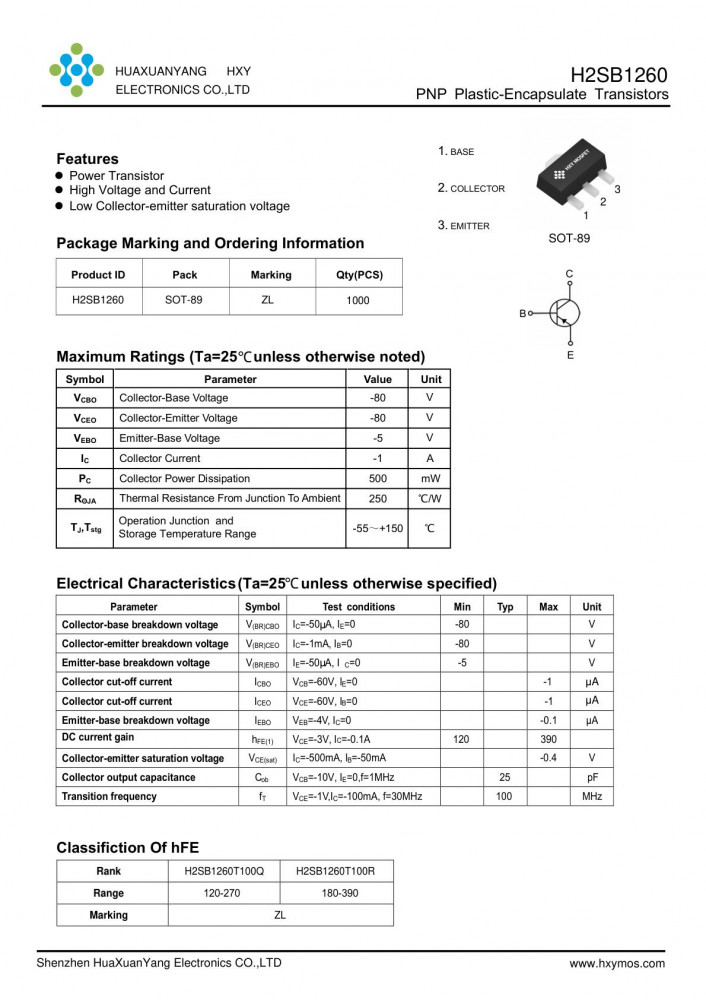 H2SB1260 datasheet page 1