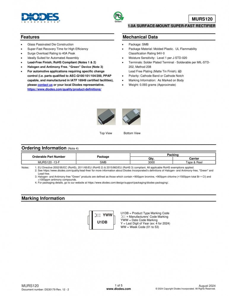 MURS120-13-F datasheet page 1