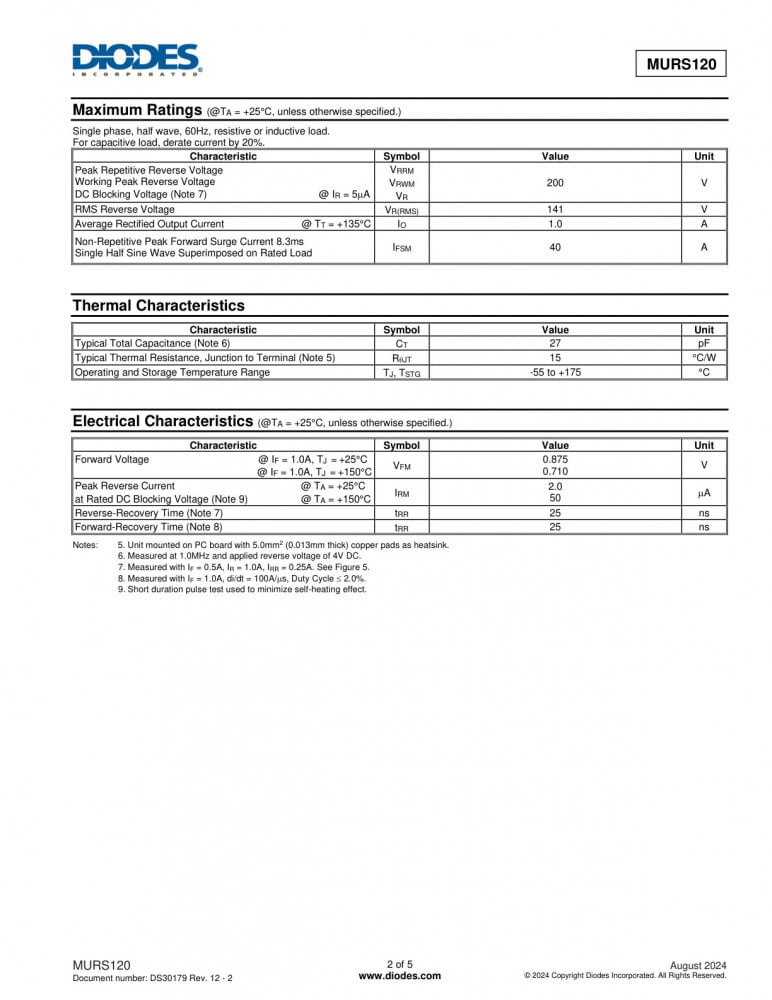 MURS120-13-F datasheet page 2