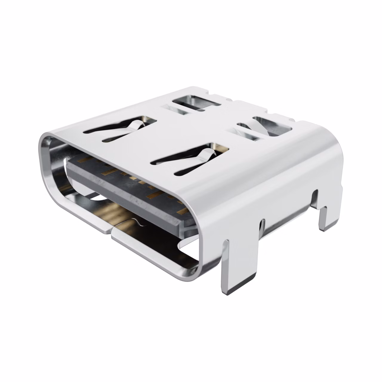 Universal Serial Bus (USB) Shielded I/O Receptacle, Type C, Right-Angle, Top Mount, Surface Mount, 0.80mm Tab, Gold (Au) Plating for sale