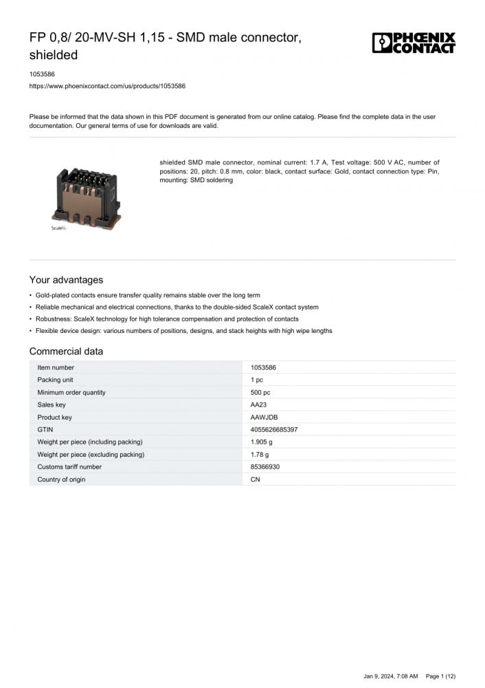 Phoenix Contact 1053586 technical document page 1