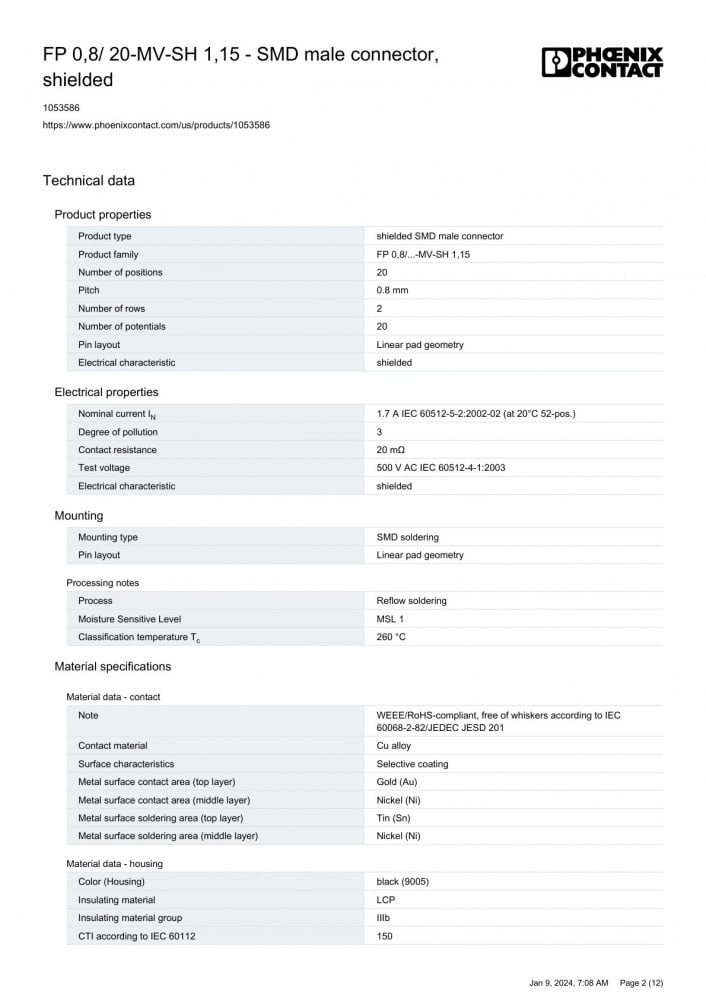 Phoenix Contact 1053586 technical document page 2