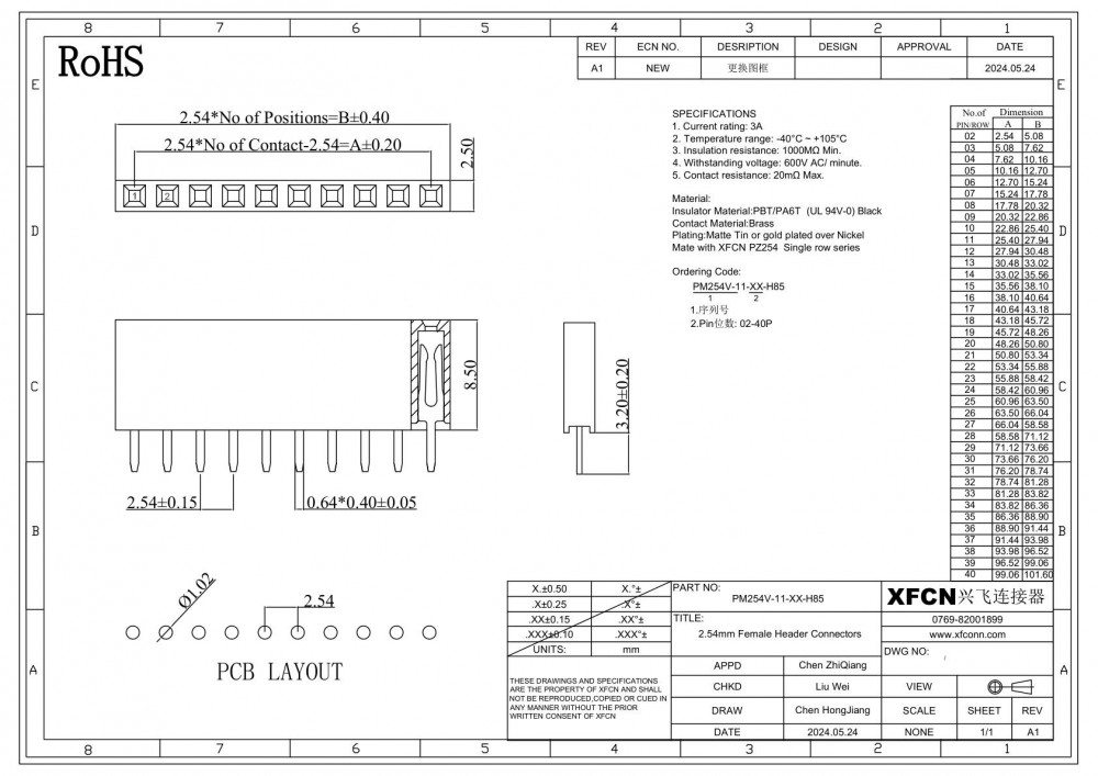 PM254V-11-19-H85 technical drawing