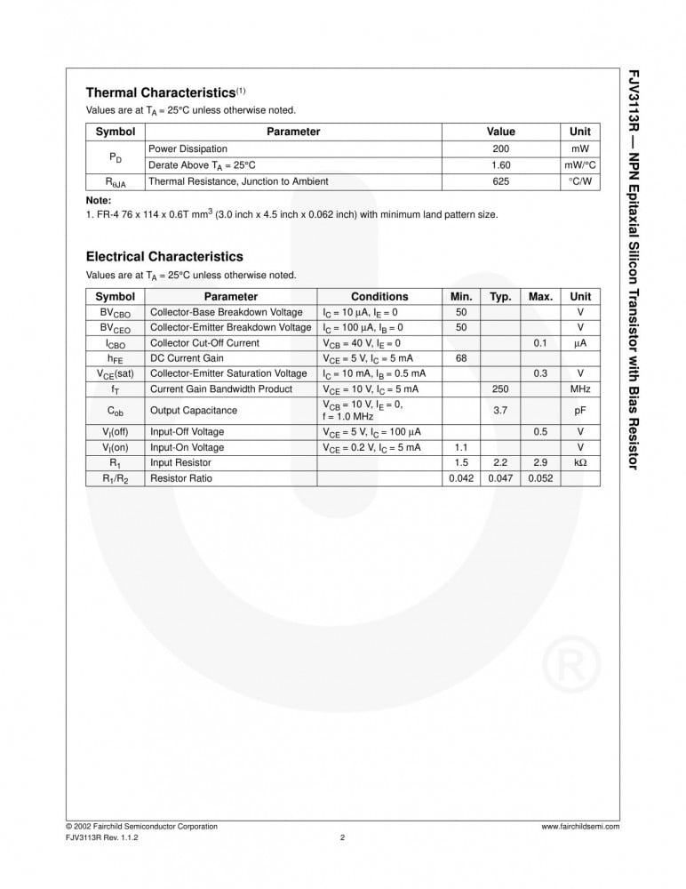 FJV3113RMTF datasheet page 3