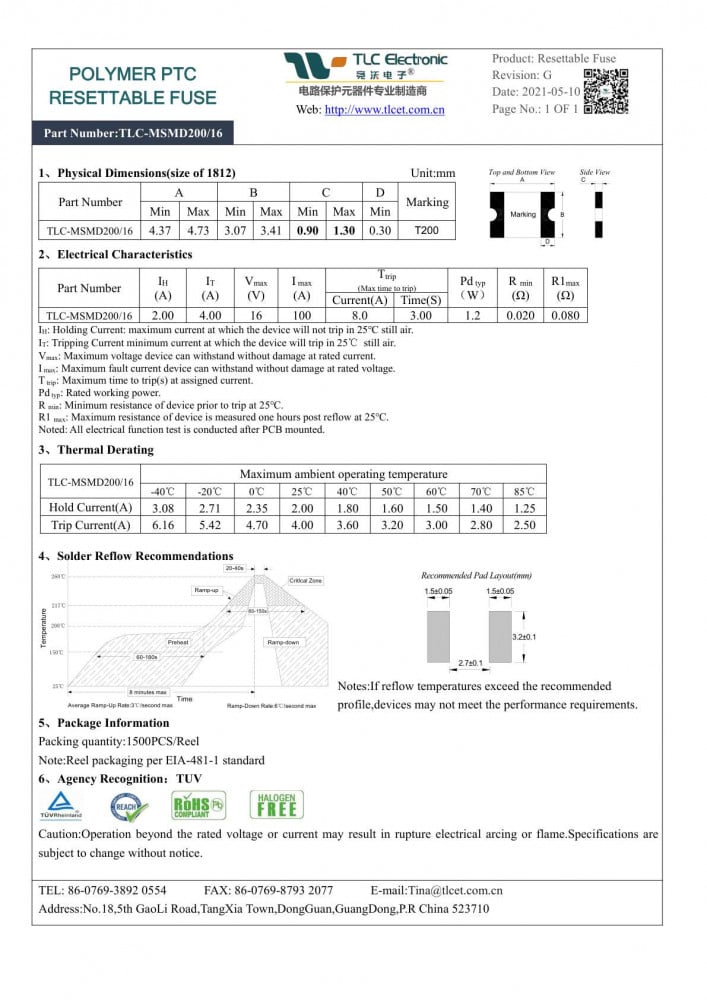TLC-MSMD200/16 datasheet page