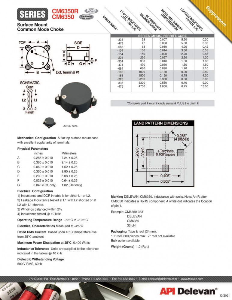 API Delevan CM6350R-155 datasheet page