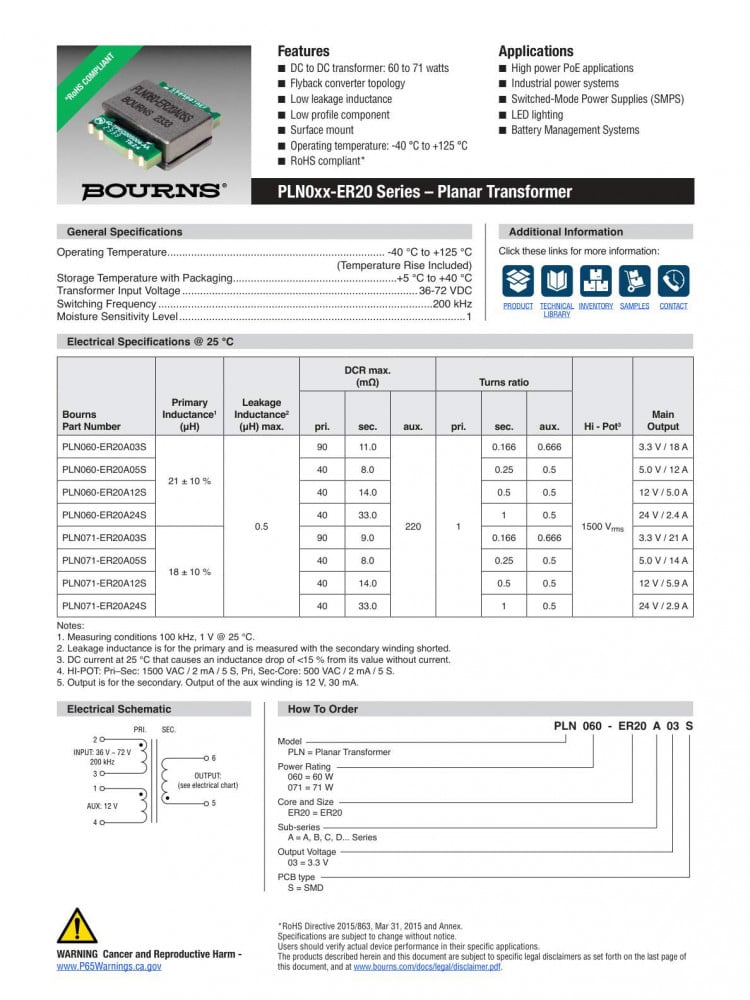 PLN071-ER20A12S datasheet page 1