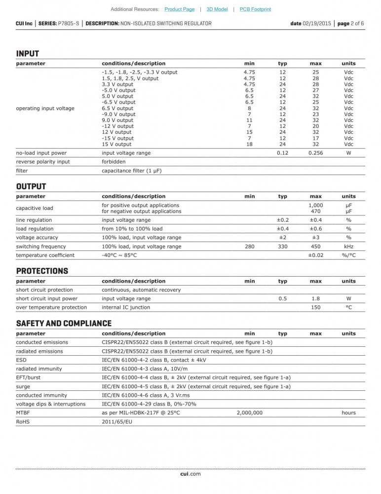 CUI P7805-S datasheet page 2