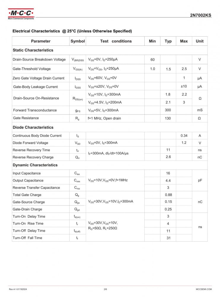 2N7002KS-TP datasheet page 2