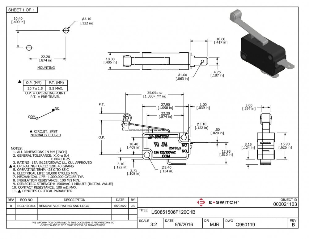 LS0851506F120C1B technical drawing page 1