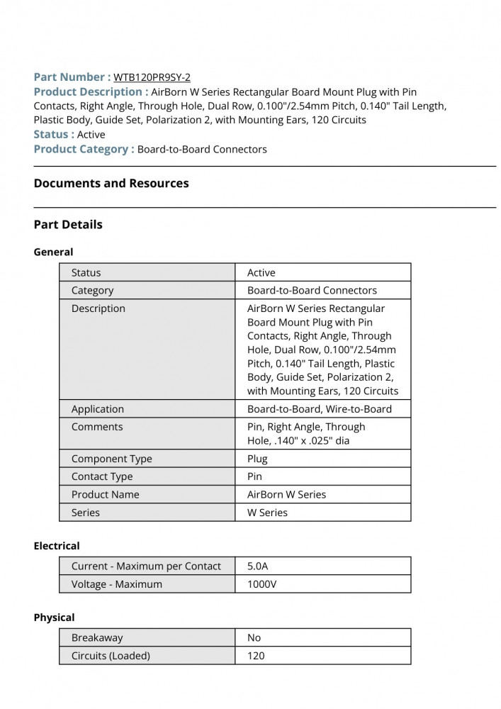 WTB120PR9SY-2 technical document image, page 1