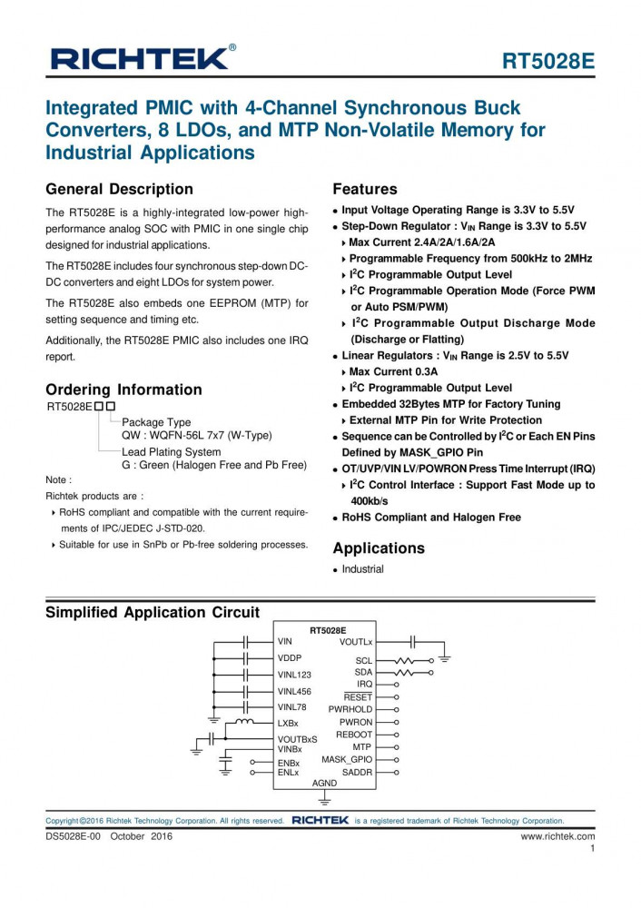 RT5028E datasheet page 1
