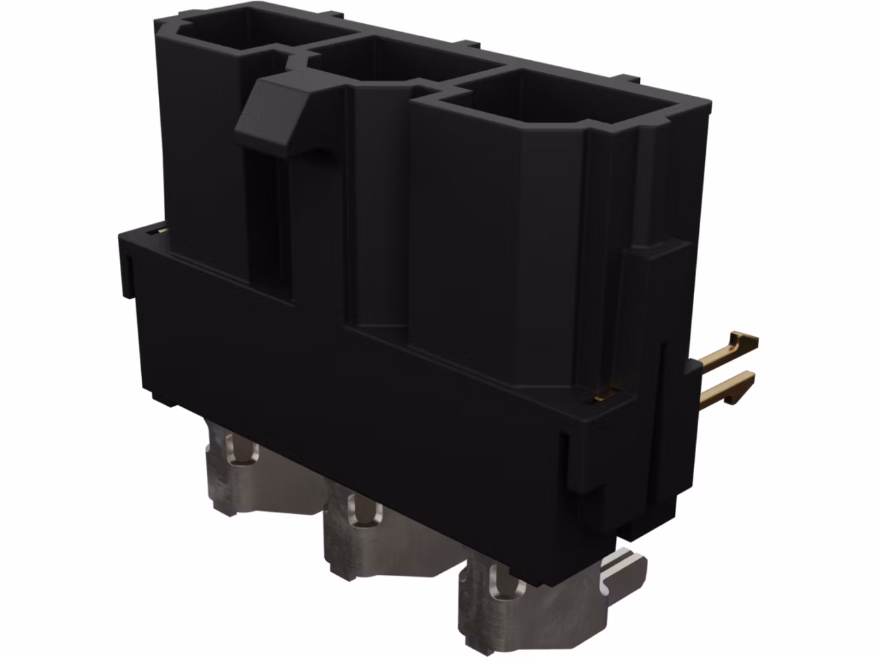 Mini-Fit Sr. Right-Angle Header, 10.00mm Pitch, Single Row, 3 Circuits, 3.50mm Tail Length, for 1.57mm PCB, Tin (Sn) Plating, with Clip, USE NYE LUBE ON MATING SURFACES for sale