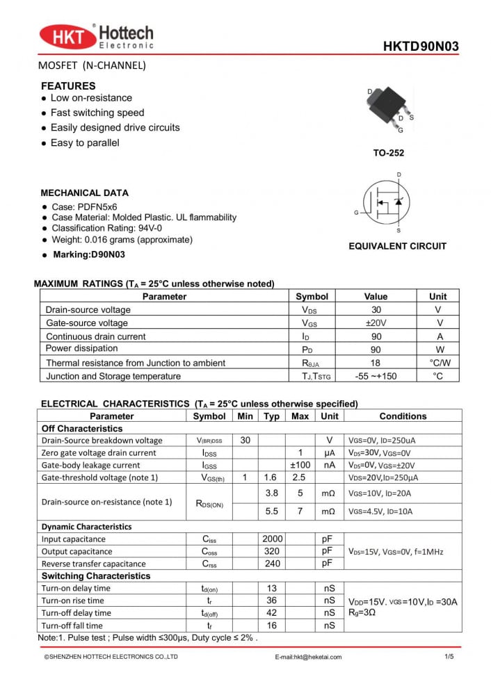 HKTD90N03 datasheet page 1