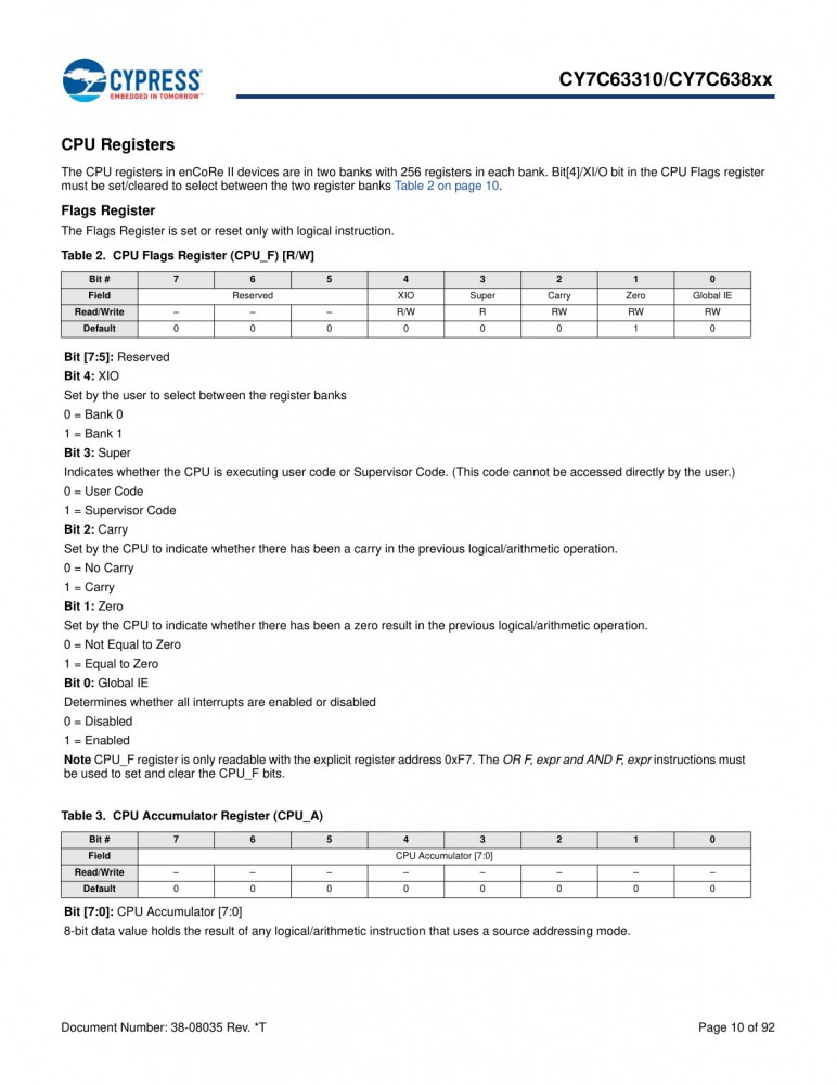 CY7C63833-LTXC documentation page 10