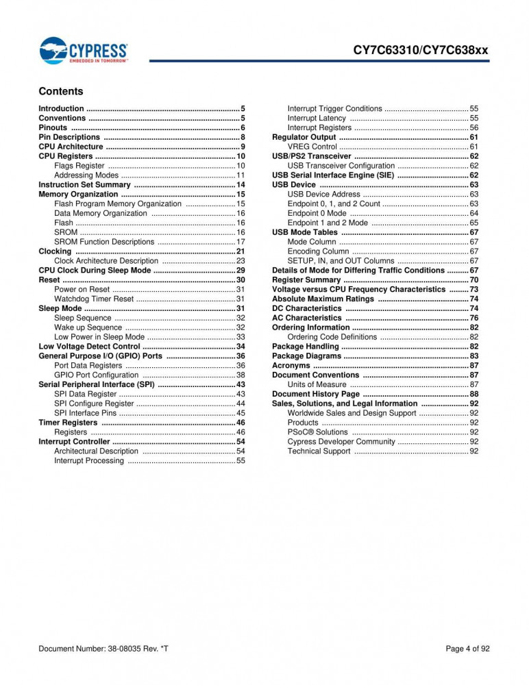 CY7C63833-LTXC documentation page 4