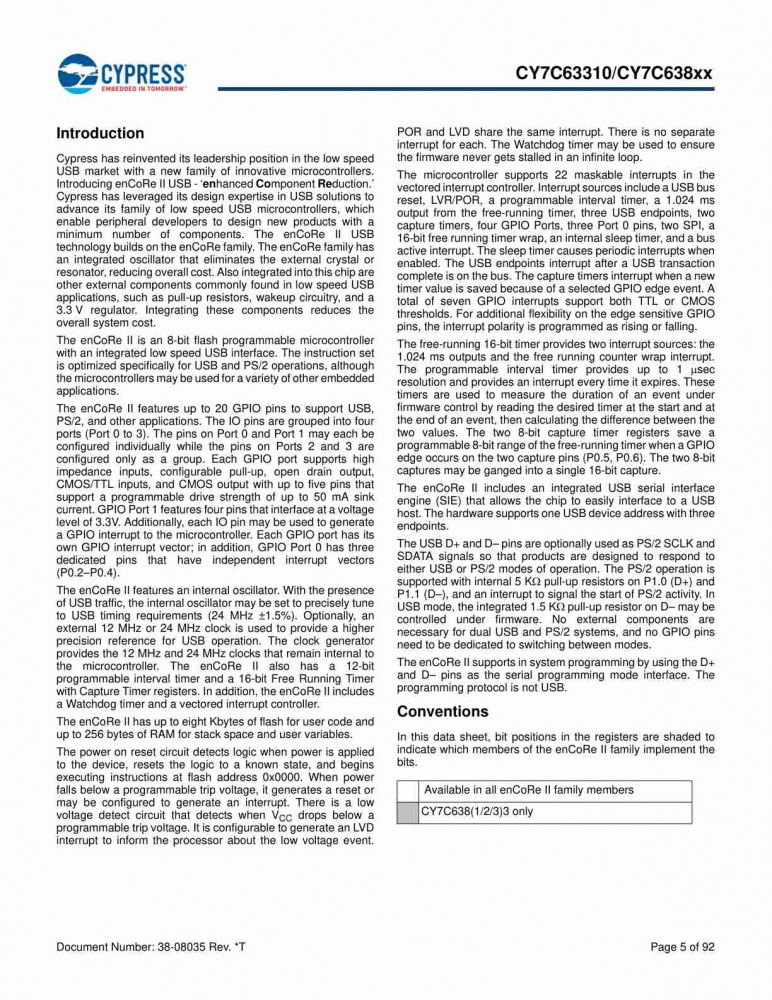 CY7C63833-LTXC documentation page 5